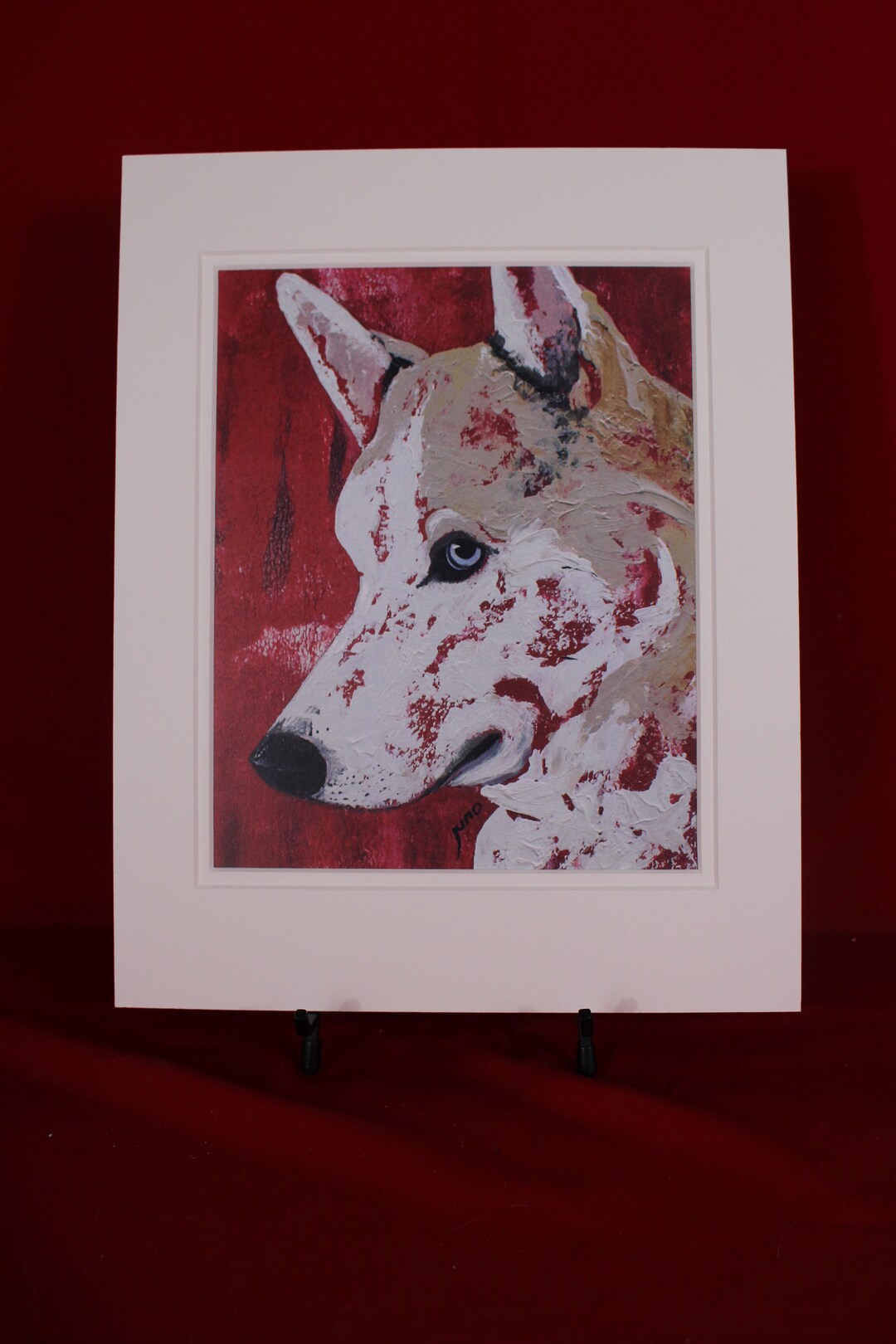 Abstract Husky Matted Print, Light Colored Husky, White Husky, Dog Gift ...