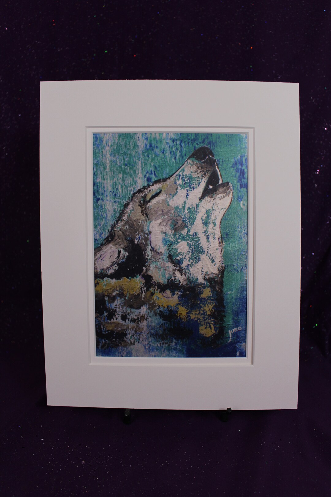 Wolf Matted Print. Abstract Blue Wolf Print, Wolf Gift for Her, Him ...