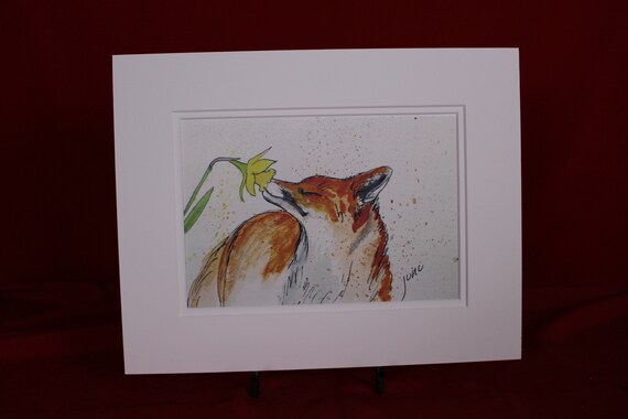 Watercolor Fox Print Pen & Ink Cute Fox Painting Framed Fox - Etsy