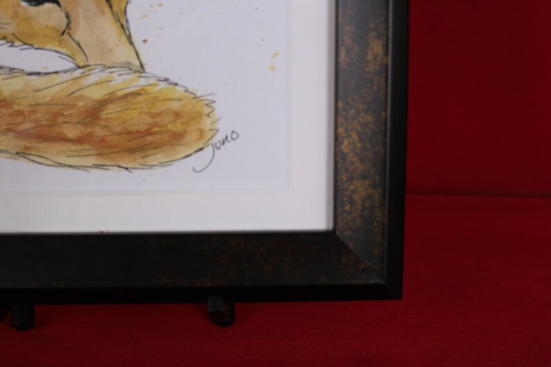 Red Fox Pen & Ink With Watercolor Framed Miniature Wall Art - Etsy