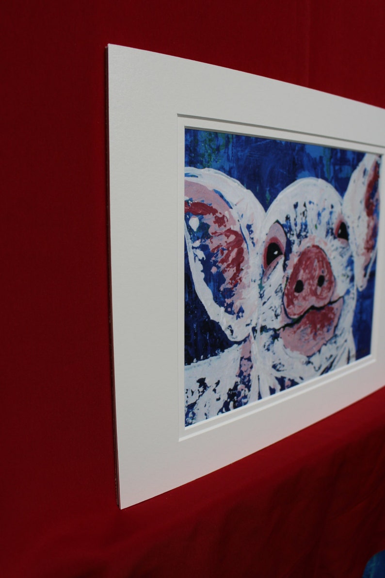 Abstract White Pig Print Matted Blue Pig Abstract Pink Pig - Etsy