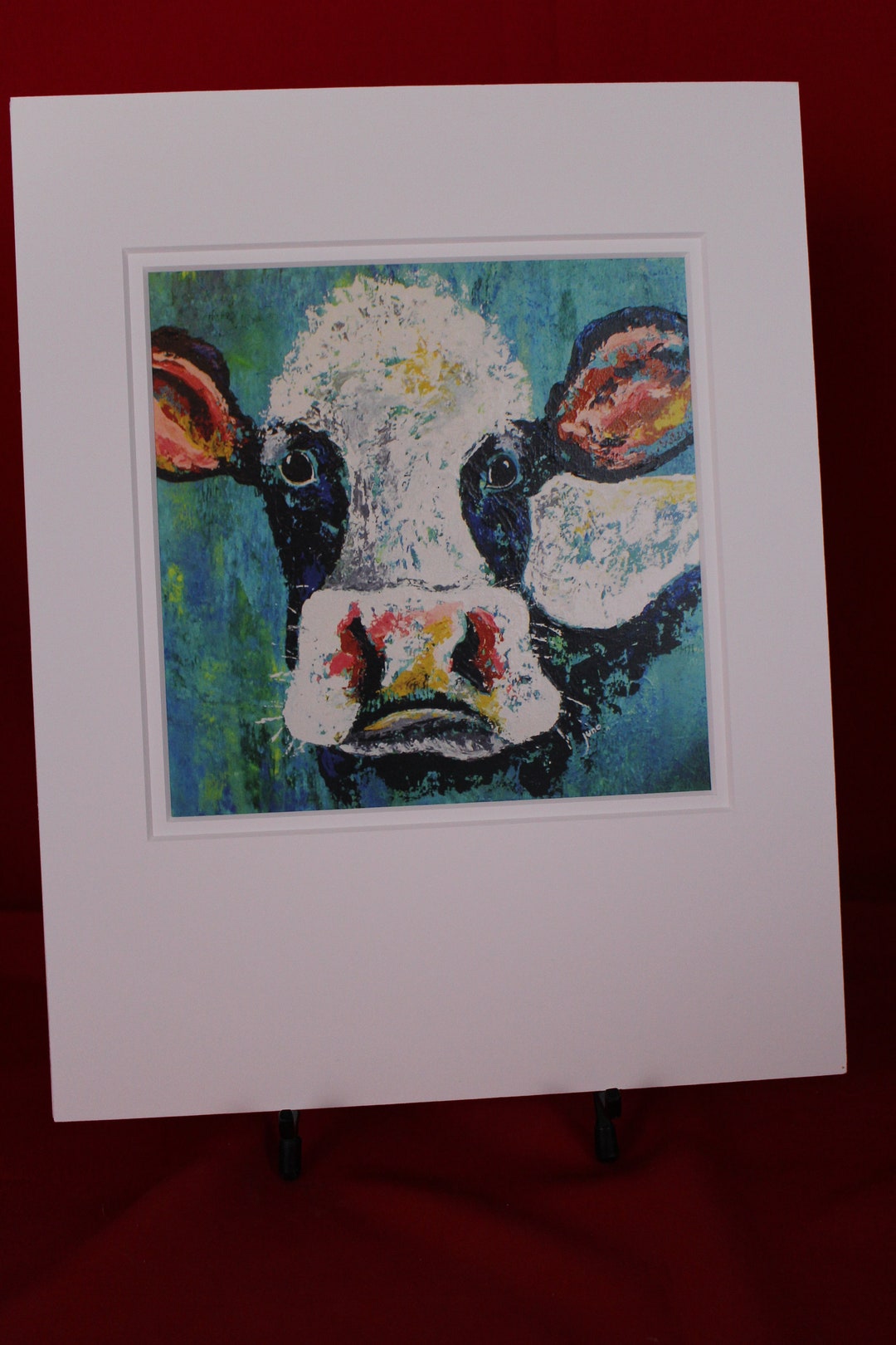 Abstracta turquesa holstein vaca impresión mate, linda cara de vaca de ...