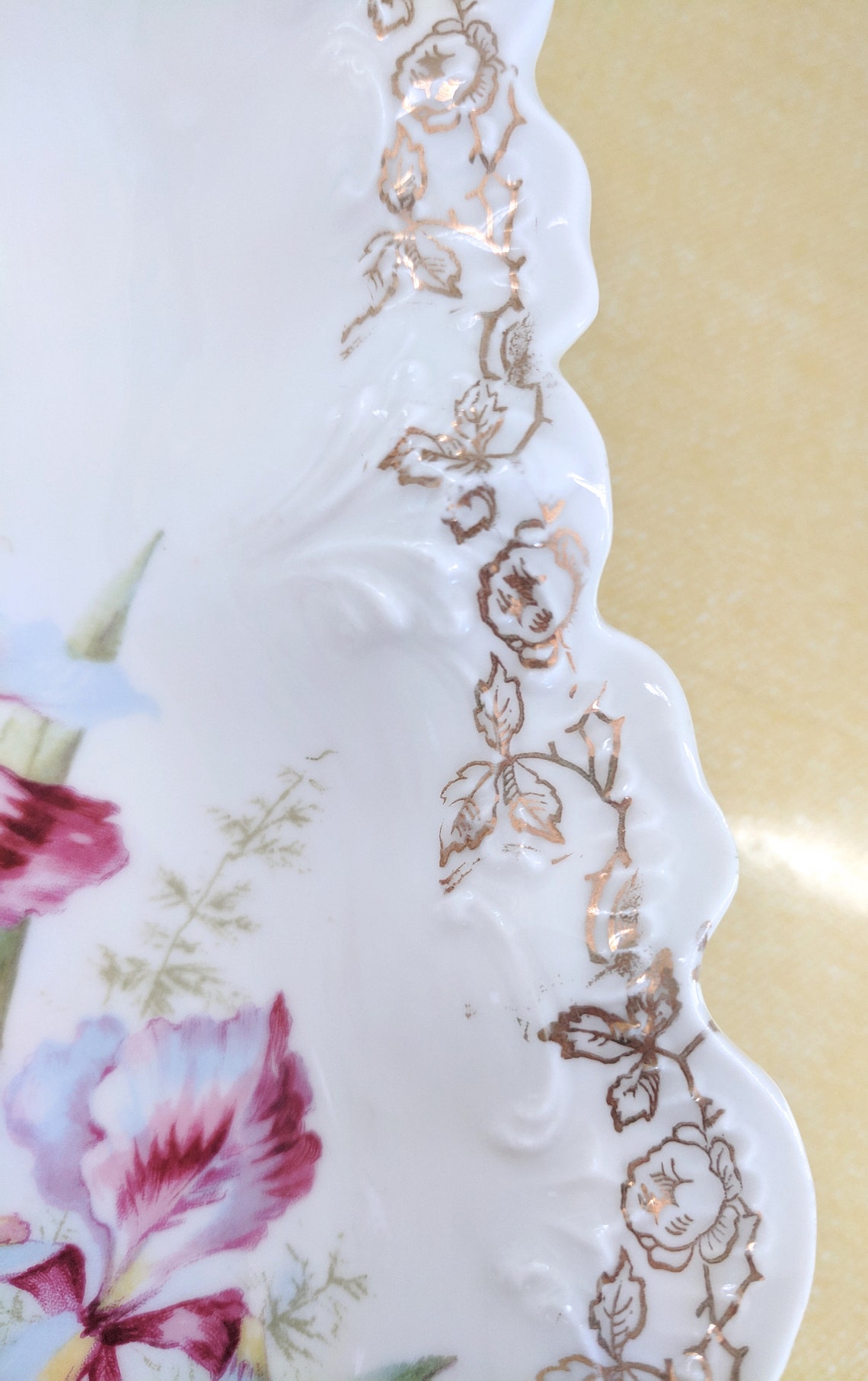 Vintage Pink Floral Serving Dish - Etsy