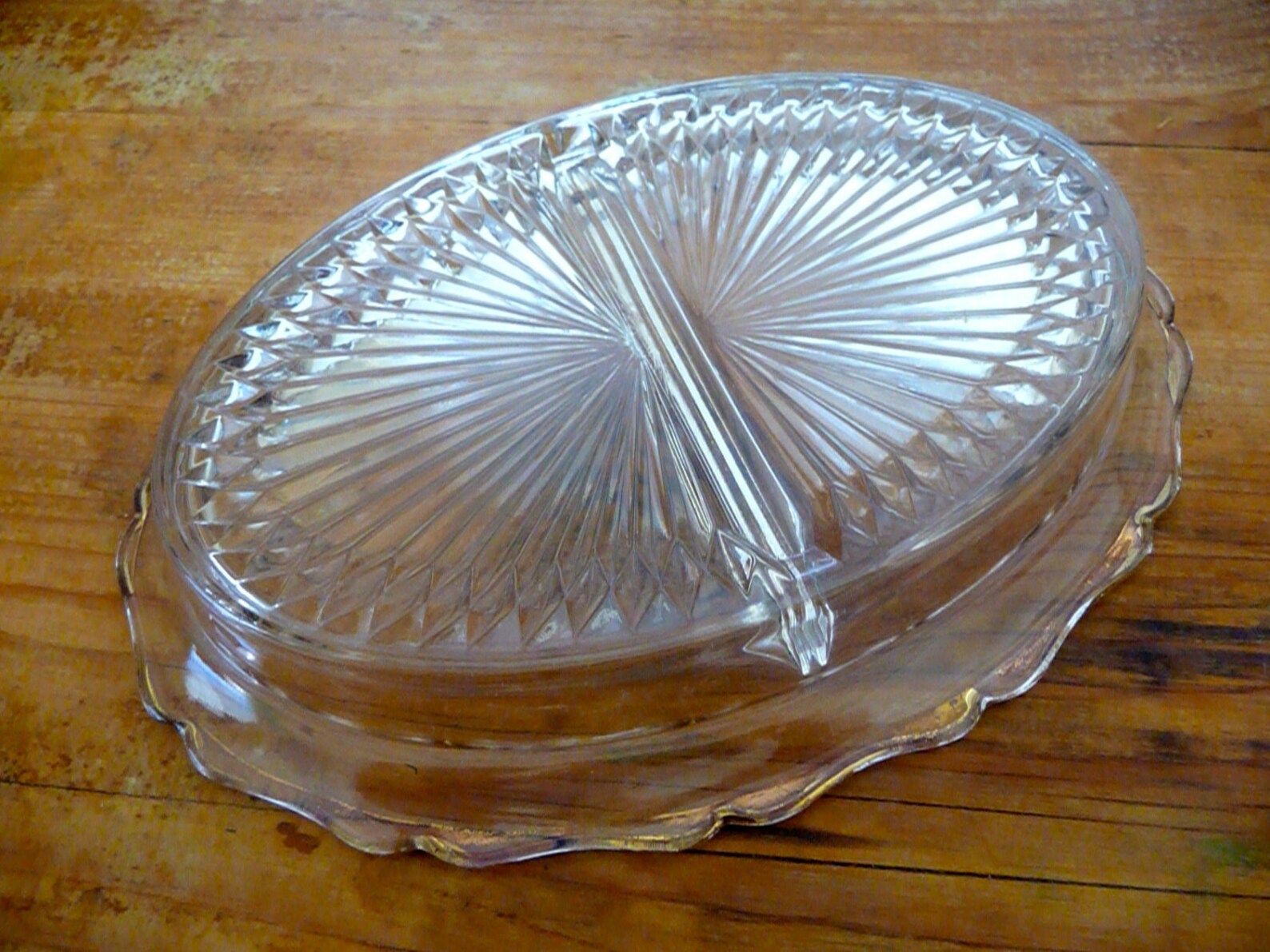 Vintage Divided Glass Serving Dish - Etsy