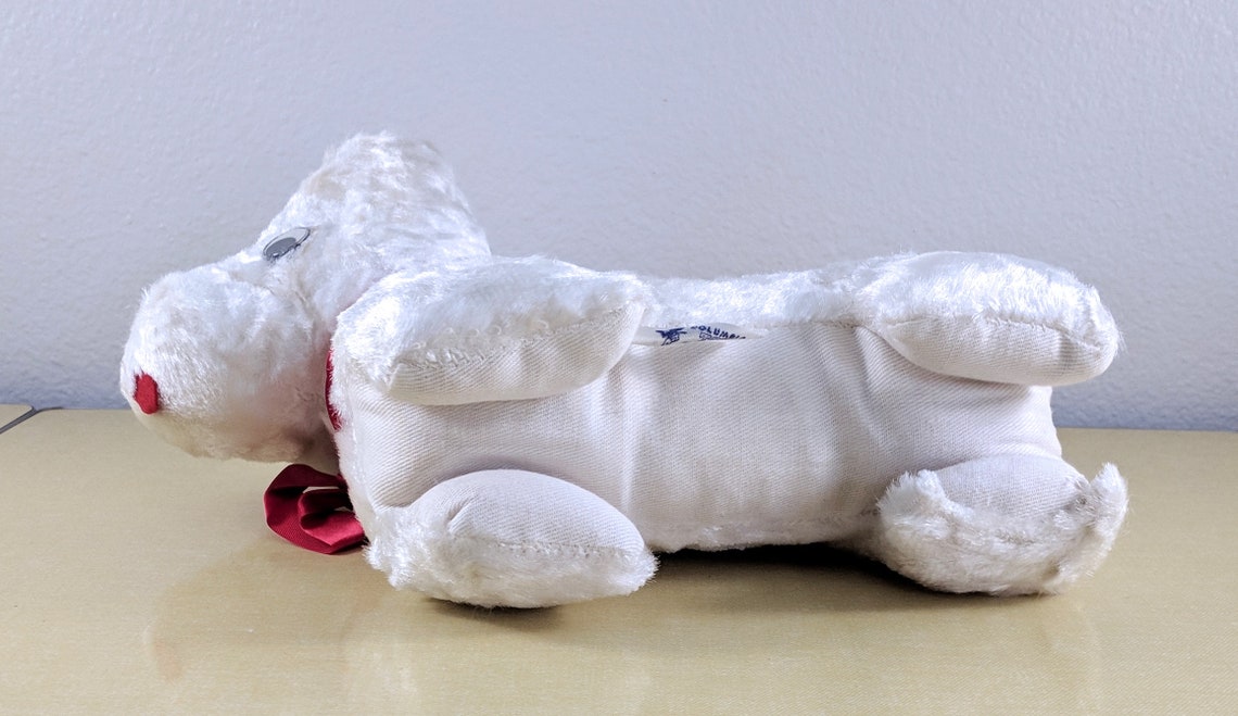 Vintage White Stuffed Dog Toy - Etsy