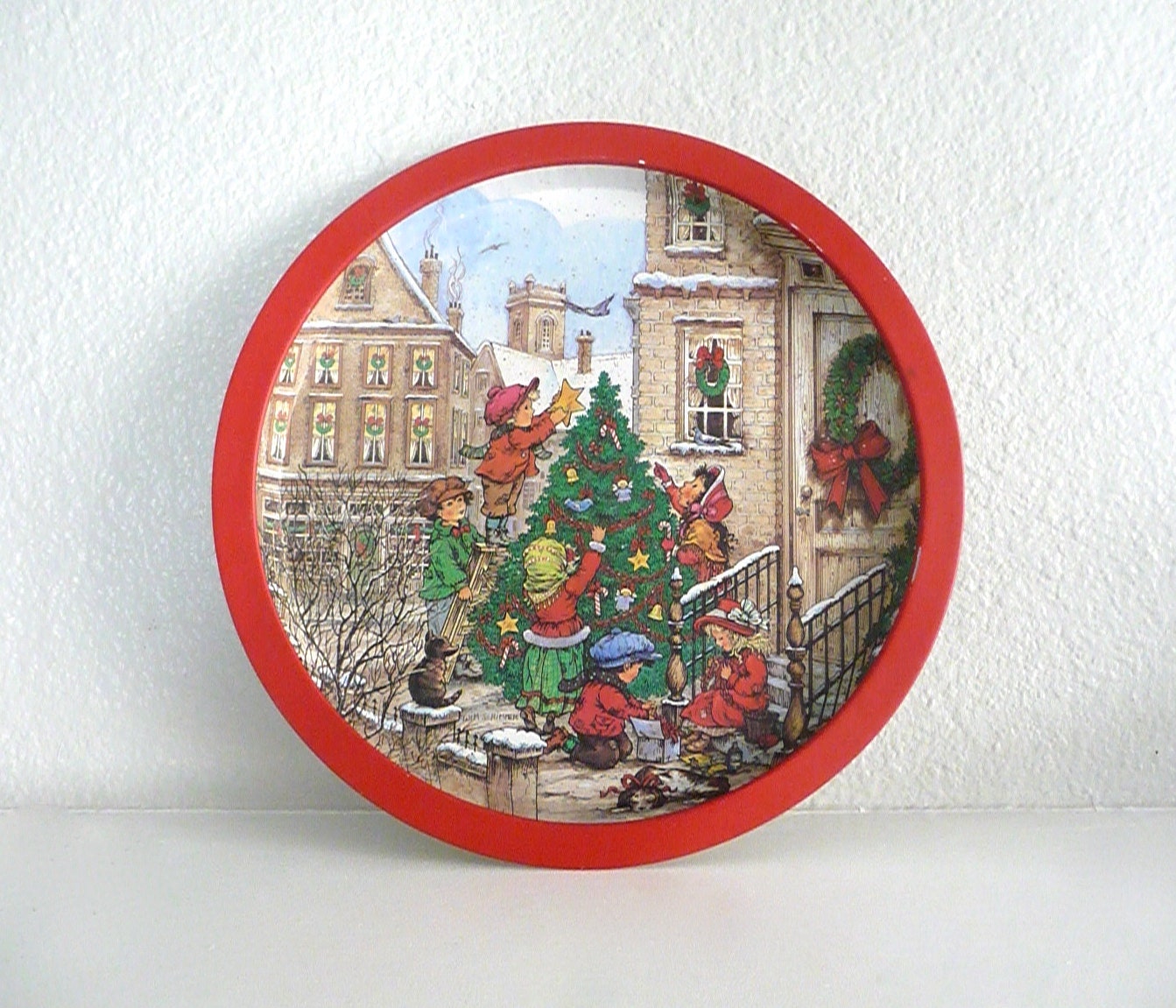 Christmas Tray With Wim Schimmer Children Decorating a Christmas Tree ...