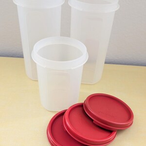 Set of Three Round Tupperware Containers With Red Lids - Etsy
