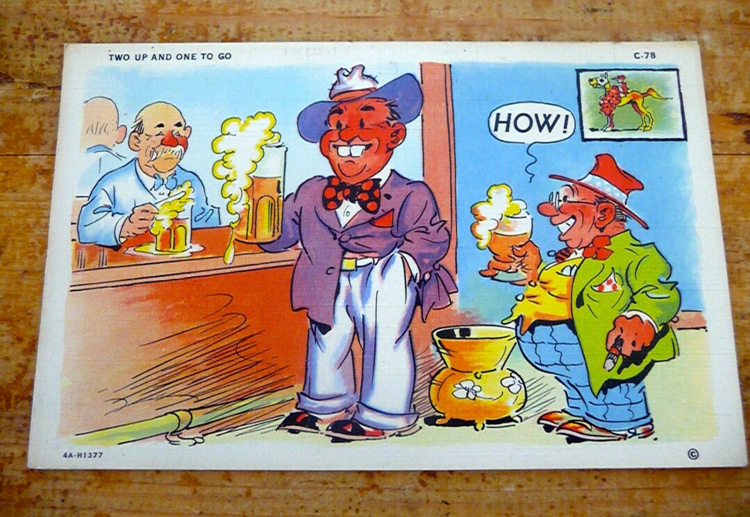 Vintage 1920's Bar Themed Postcard - Etsy