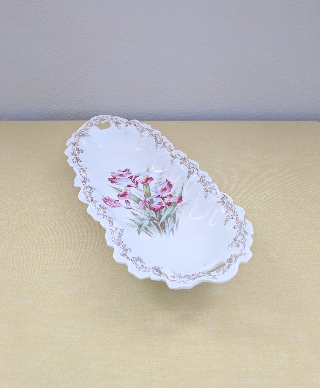 Vintage Pink Floral Serving Dish - Etsy