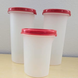 Set of Three Round Tupperware Containers With Red Lids - Etsy