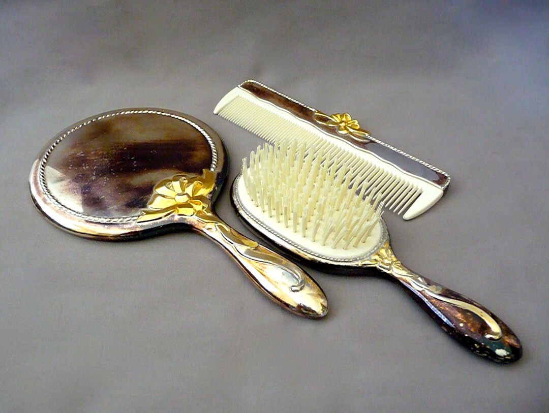 Vintage Silver Plated Vanity Set - Etsy