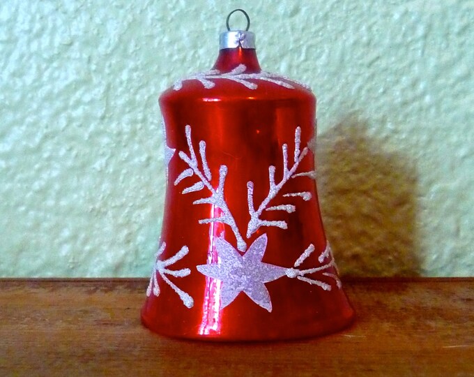 Vintage Red Bell Shaped Glass Ornament - Etsy