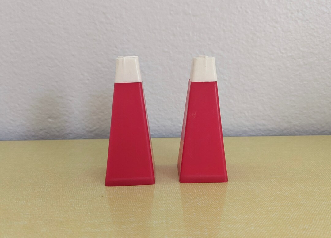 Pair of Vintage Red Plastic Pyramid Shaped Salt and Pepper Shakers - Etsy