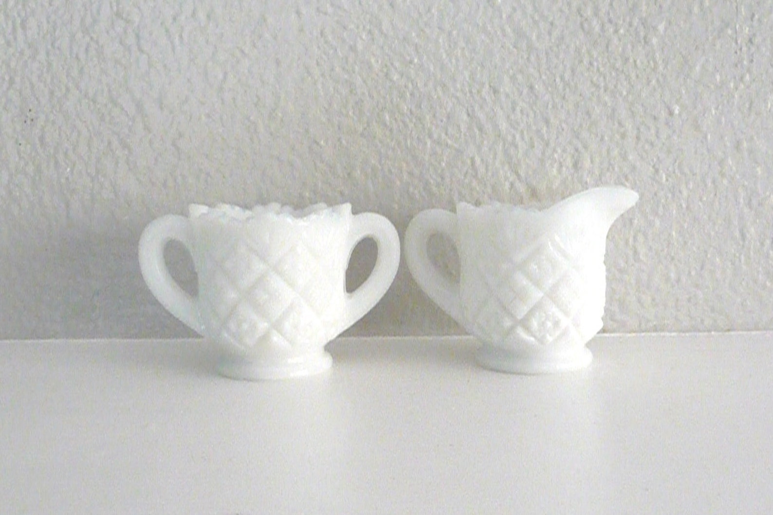 Small Vintage Milk Glass Individual Cream and Sugar Set - Etsy