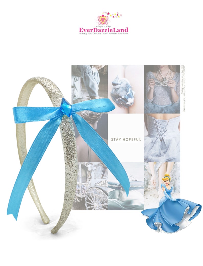 Cinderella Costume Glitter Headband with Bowknot Disney | Etsy