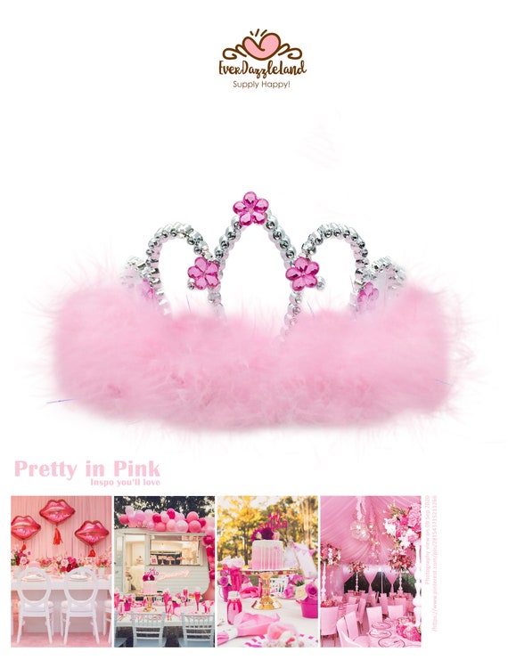 Princess Birthday Feather Tiara Pink Birthday Theme Princess - Etsy