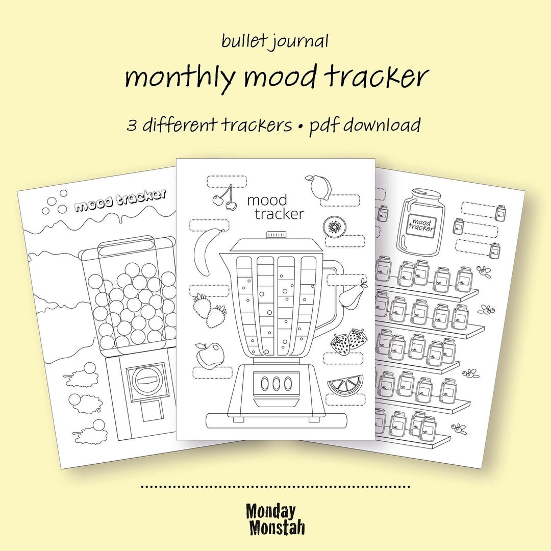 Monthly Mood Tracker Printable Bullet Journal Printable A4 & A5 Journal ...