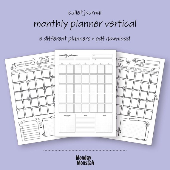 Monthly Planner Printable Bullet Journal Printable | Etsy