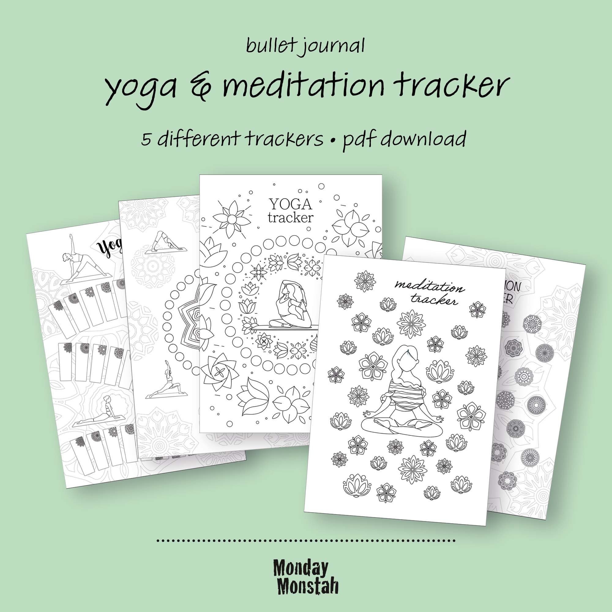 Yoga and Meditation Tracker Printable • Bullet Journal Printable • A4 ...