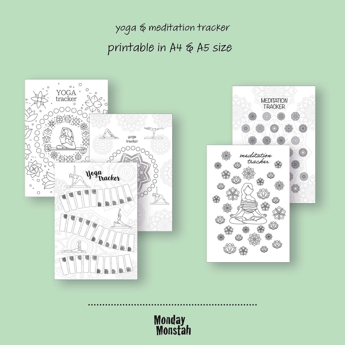Yoga and Meditation Tracker Printable • Bullet Journal Printable • A4 ...