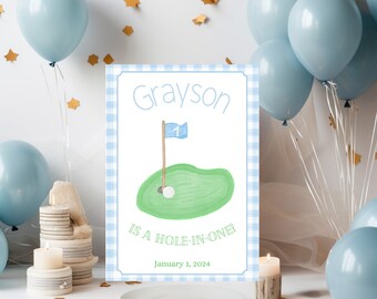 Hole in One Golf Printable Birthday Sign, Hole in One Birthday Sign ...