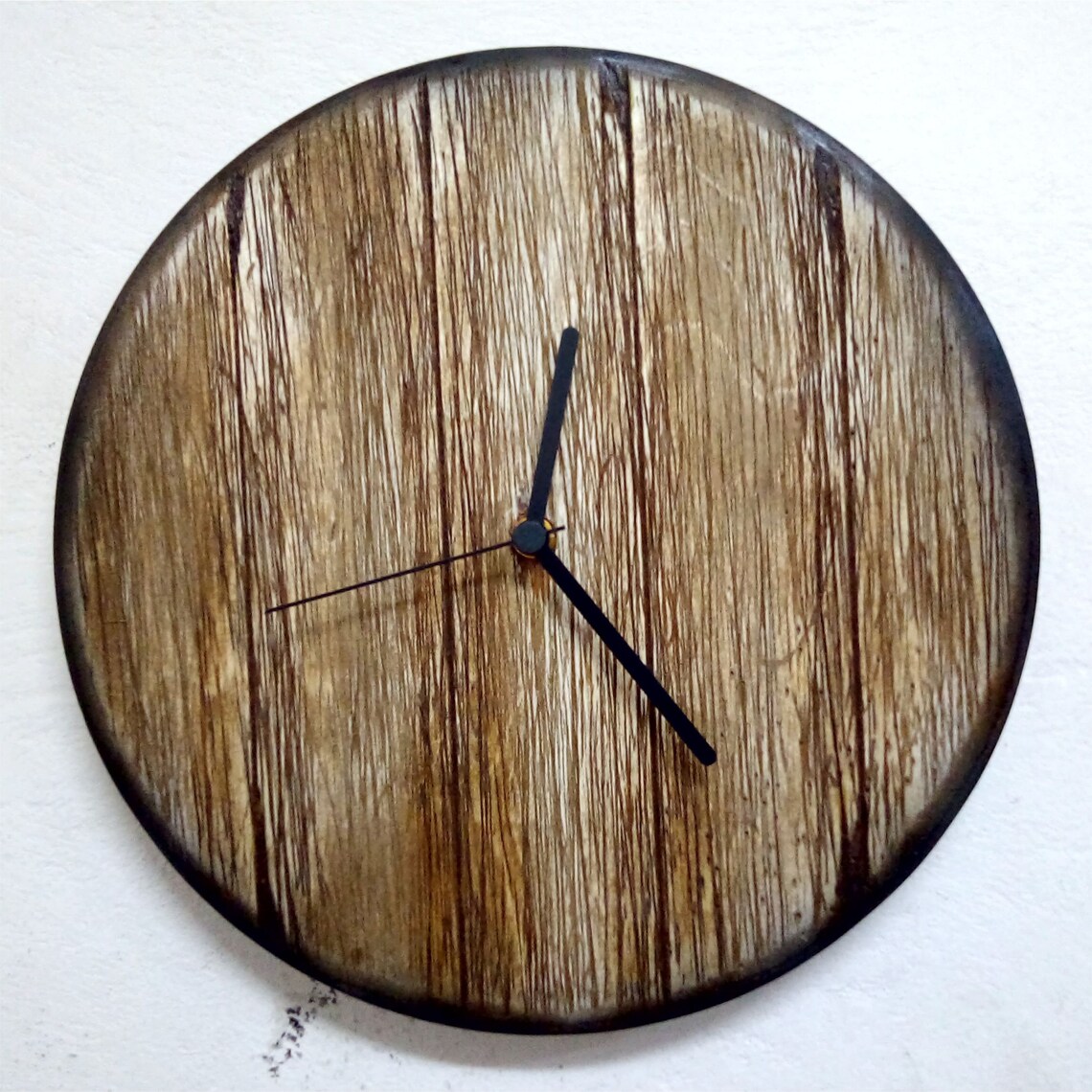 Vintage Handmade Walnut Wooden Rustic Wall Clock Long Hands | Etsy