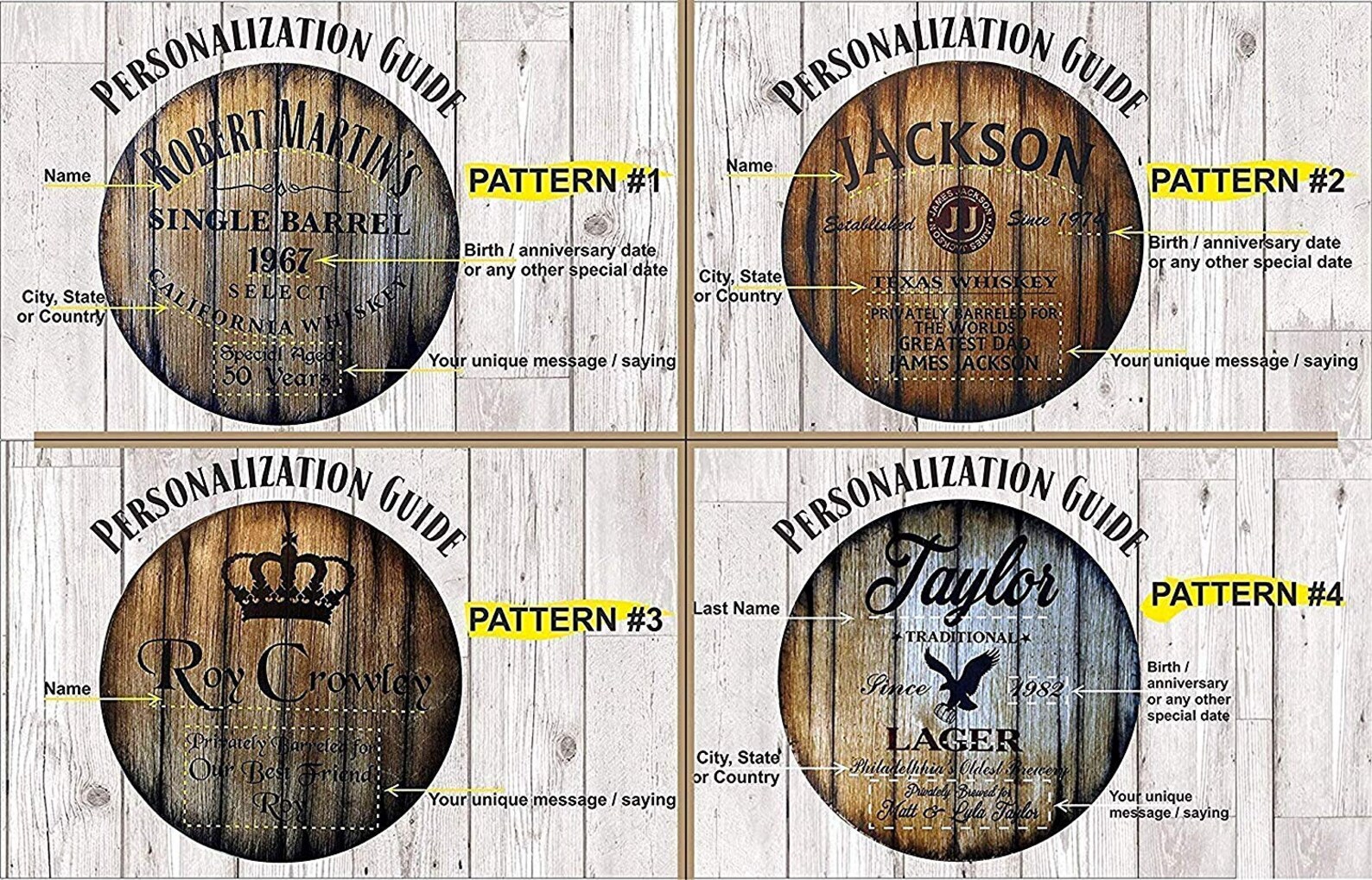 Personalized Bar Stools Tops Round Wood Seats Set of 2 - Etsy