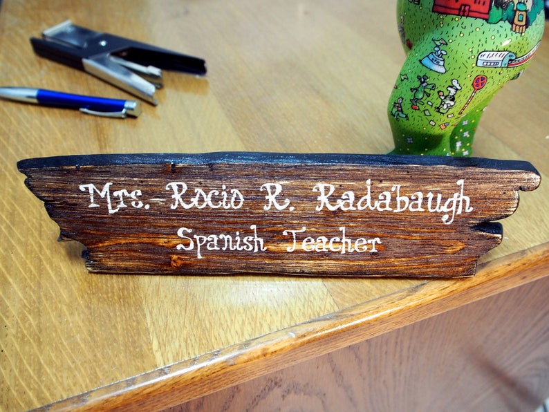 Desk Accessories Distressed Wood Desk Name Plate Rustic - Etsy