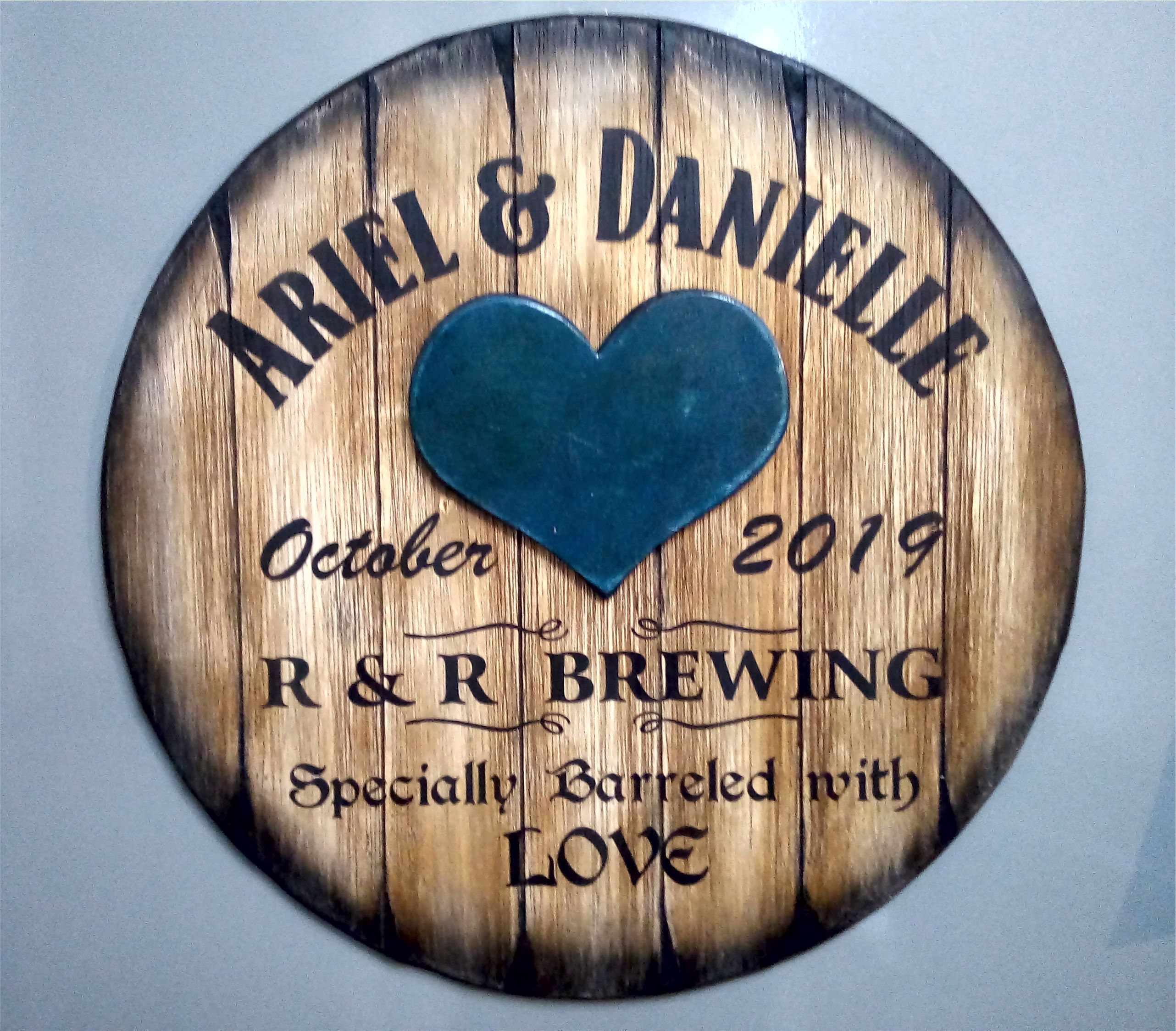 Custom Aged Barrel Sign with an Embossed Heart Personalized | Etsy