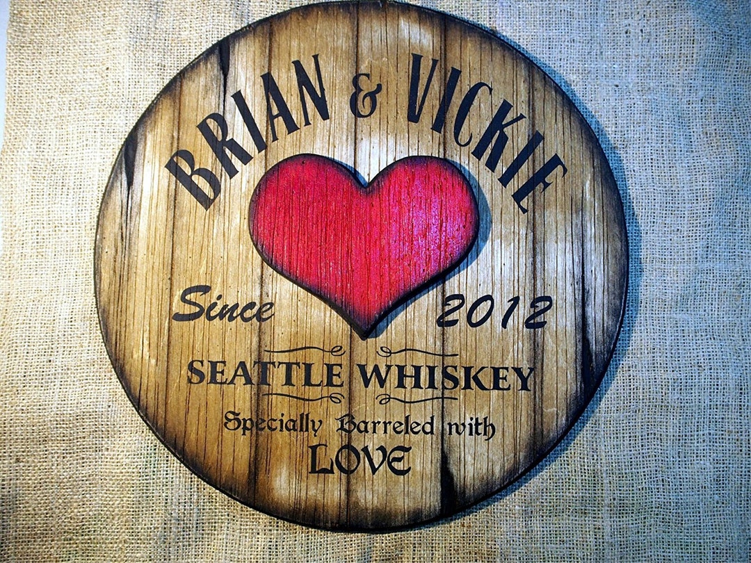 Custom Aged Barrel Sign With an Embossed Heart, Personalized Gifts for ...