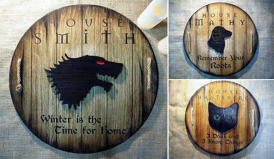 Personalized Decor Sign Inspired by Fantasy Novels Wooden Aged Shield ...