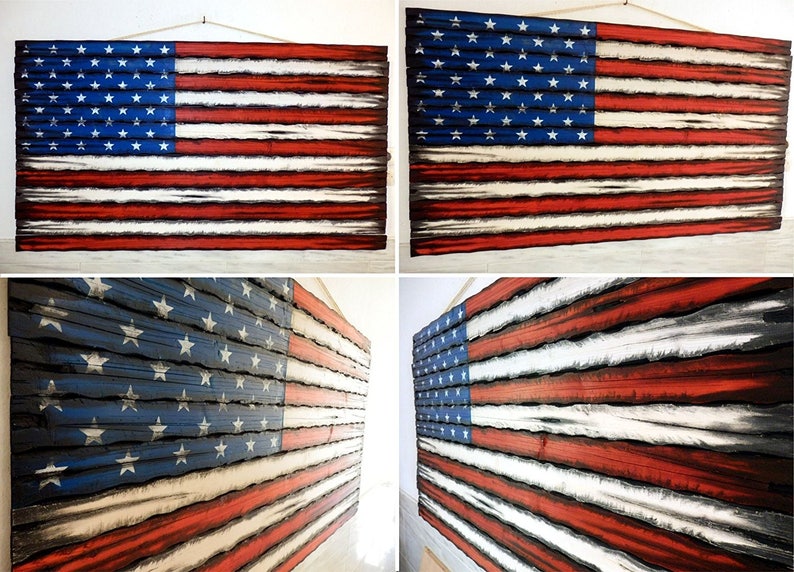 Wooden American Flag decor sign American Flag Wall Art | Etsy