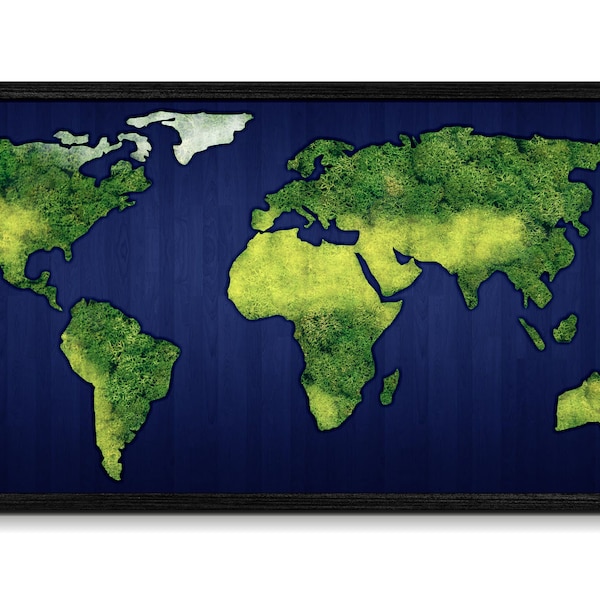Green World Map Frame - Etsy