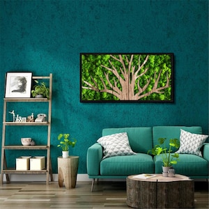 Moss Art Wall Decor Inspired by Tree Crowns & Branches, Real Moss on ...