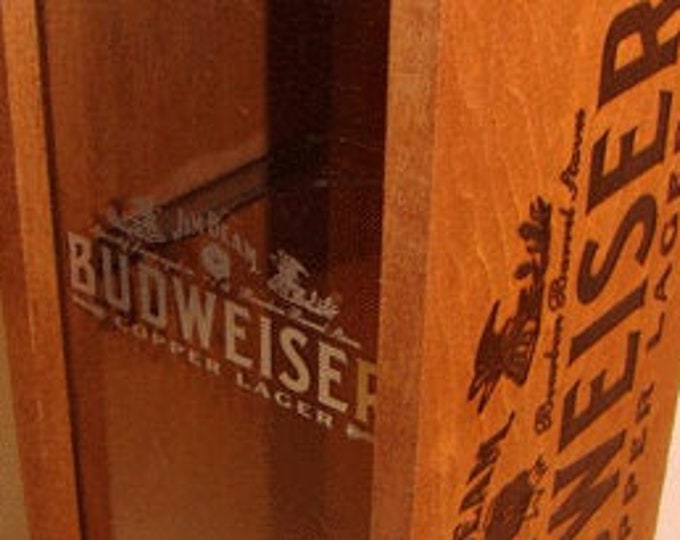 Jim Beam Budweiser Copper Lager Wooden Box With Clear Acrylic Lid 12-1/ ...