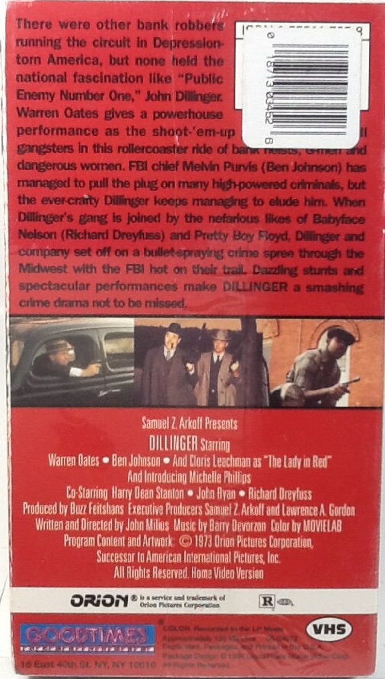 FACTORY SEALED Dillinger VHS Warren Oates Cloris Leachman Ben - Etsy