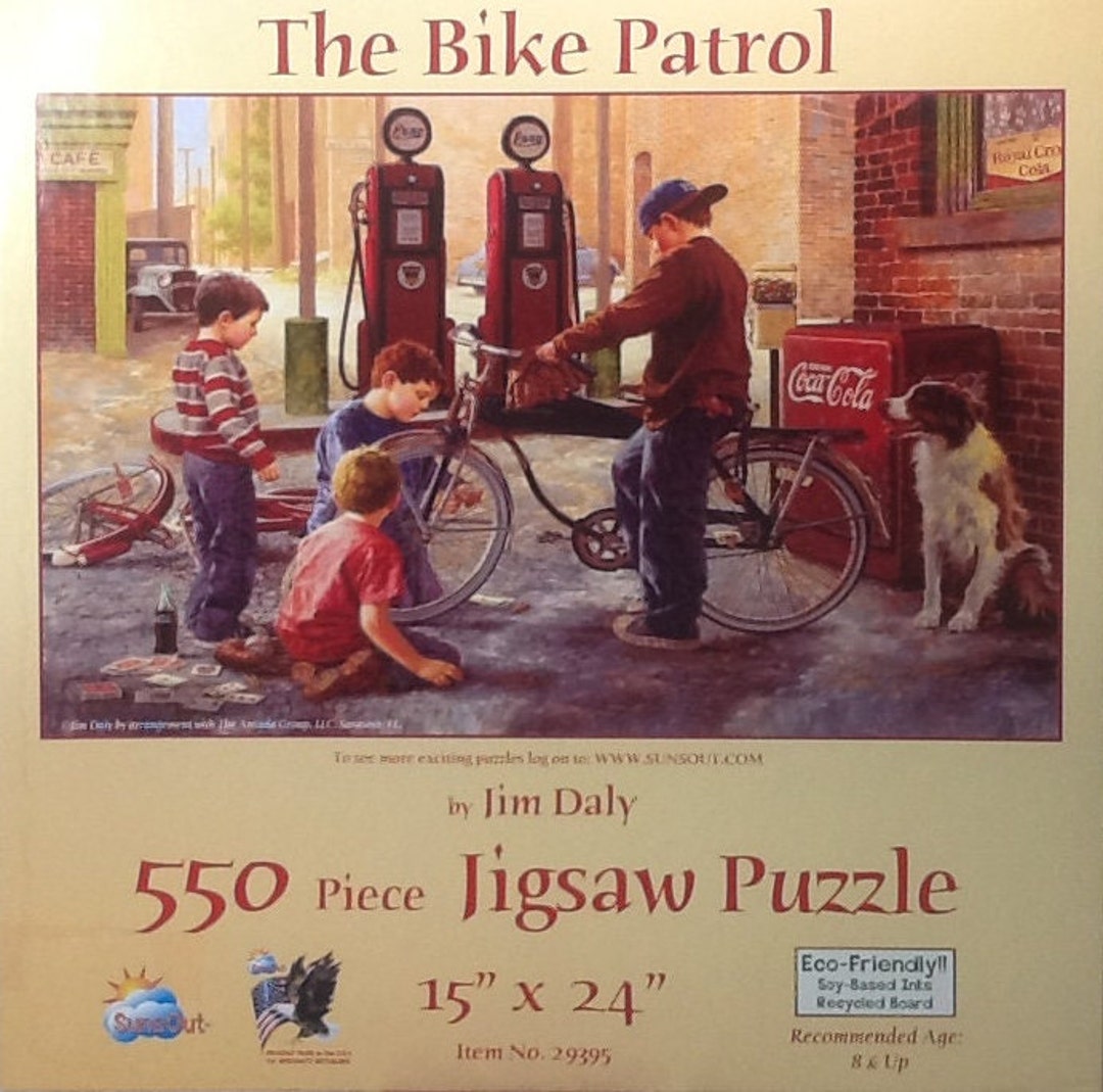 The Bike Patrol Esso Gas Pumps Jim Daly 550 Pc Jigsaw Puzzle 15 X 24 ...