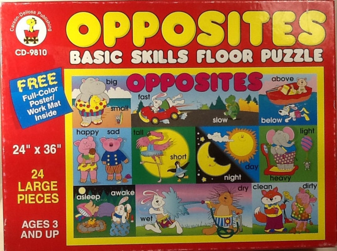 Opposites Basic Skills 24 Pc Jigsaw Floor Puzzle 24 X 36 Carson-dellosa ...