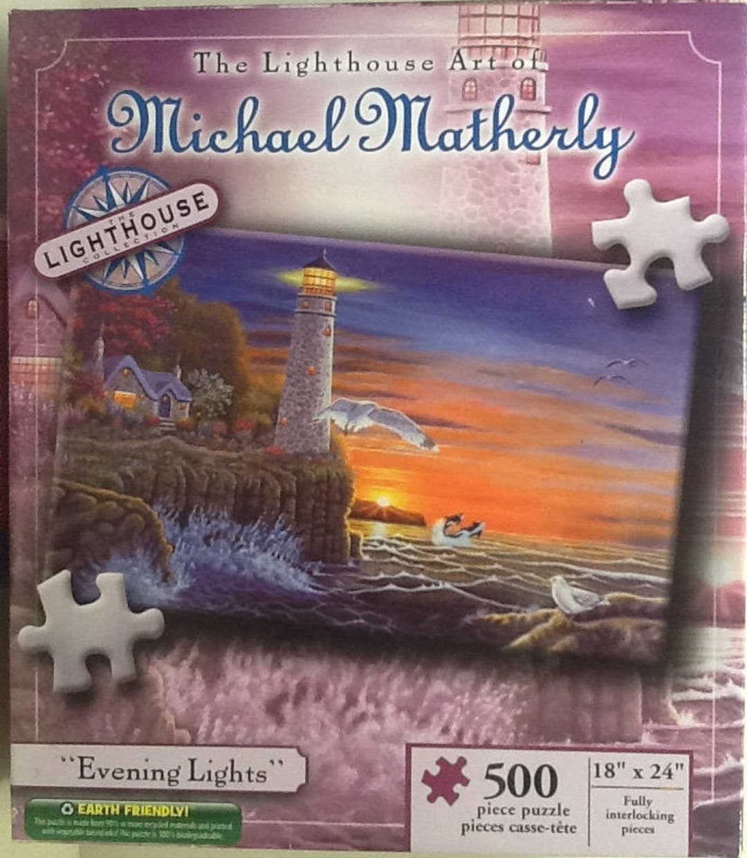 Evening Lights Lighthouse Collection Michael Matherly 500 Pc Jigsaw ...