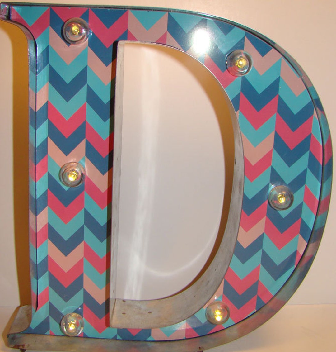 Letter D LED Lighted Tin Sign Wall Decor 8 Multi-color - Etsy
