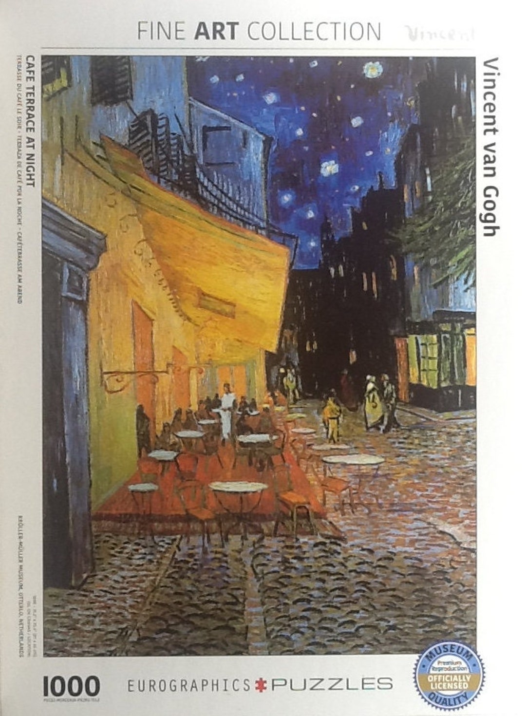 Cafe Terrace at Night Vincent Van Gogh Jigsaw Puzzle 1000 Pc 19-1/4 X ...