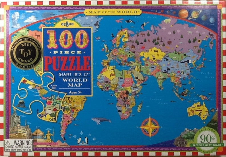 World Map of the World Saxton Freymann 100 Pc Jigsaw Puzzle 18 X 27 ...