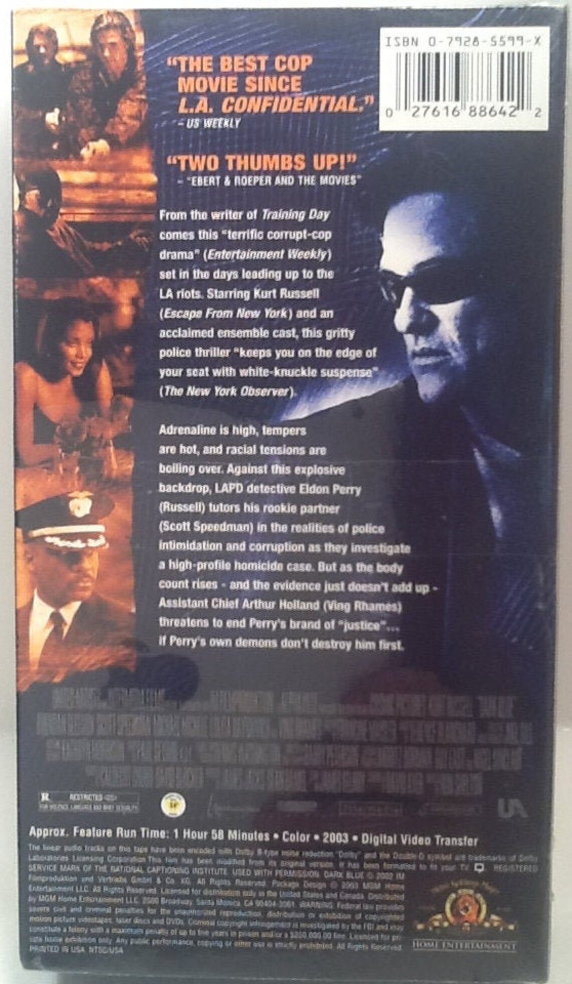 FACTORY SEALED Dark Blue VHS Kurt Russell Scott Speedman Ving - Etsy