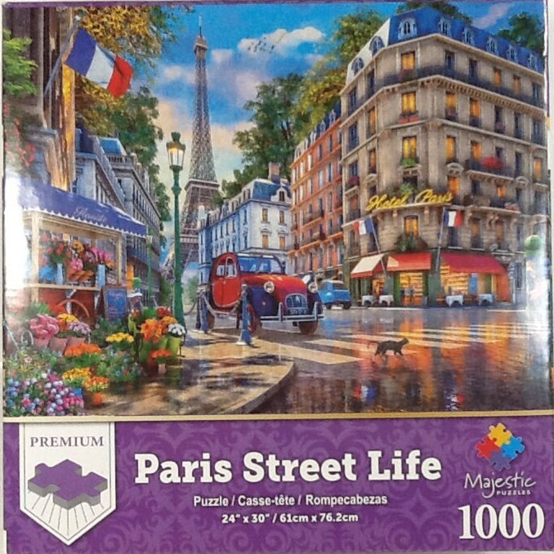 Paris Street Life Eiffel Tower Hotel Dominic Davison Jigsaw Puzzle 1000 Pc 24 X 30 Majestic - Etsy