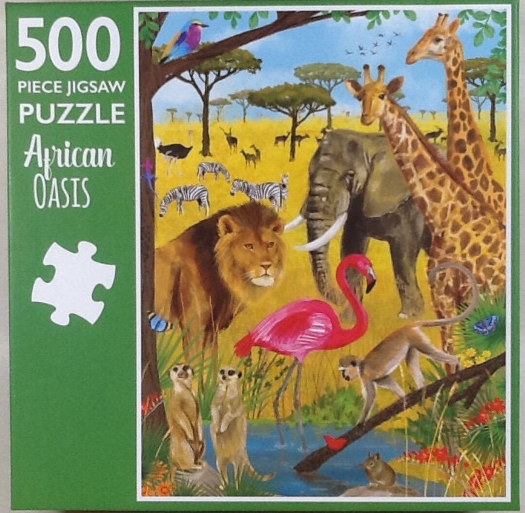 African Oasis Lion Elephant Giraffe Flamingo Zebra Meerkat Monkey 500 ...