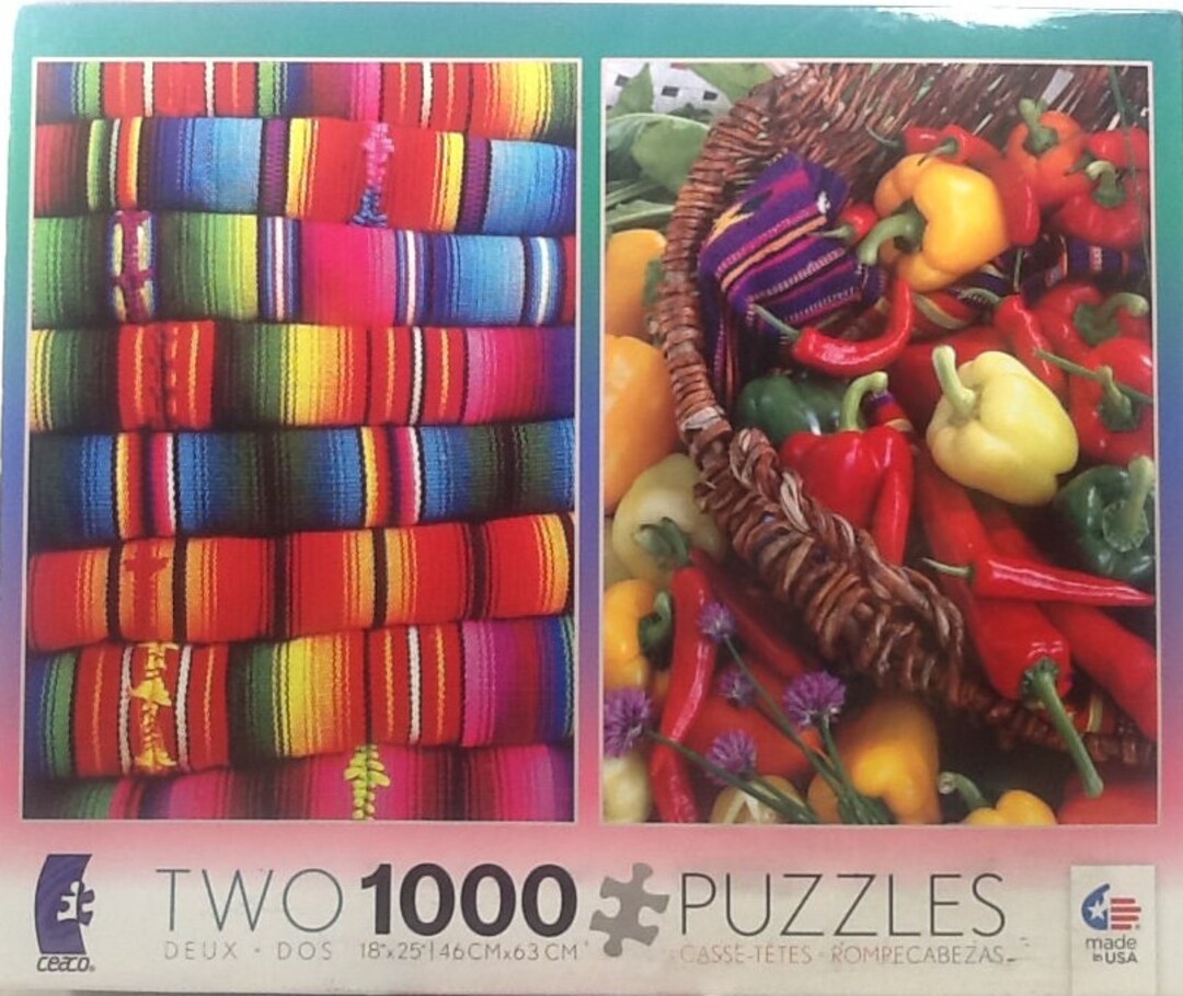 Two 1000 Pc Jigsaw Puzzles Textiles & Peppers 18 X 25 Ea Ceaco 3212-1 ...