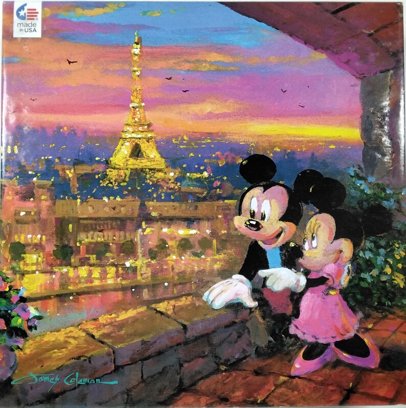 Disney Paris Sunset Mickey Minnie Mouse Eiffel Tower James Coleman 1000 Pc 27 X 20 Jigsaw Puzzle ...