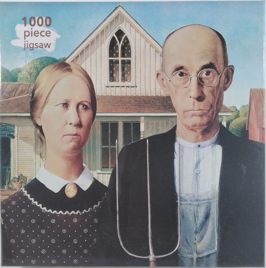 American Gothic Grant Wood 1000 Pc Jigsaw Puzzle 29 X 20 Flame Tree ...