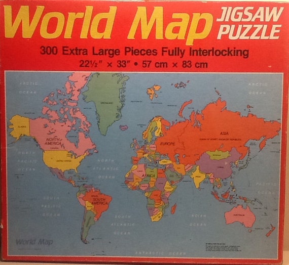 Vintage 1984 World Map 300 Pc Jigsaw Puzzle 22-1/2 X | Etsy
