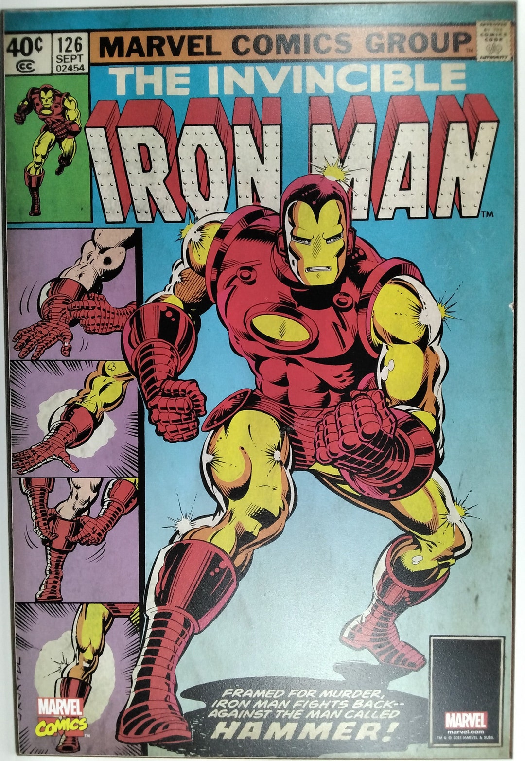 Collectible Wood Sign the Invincible Iron Man Hammer 126 Sept 1979 ...